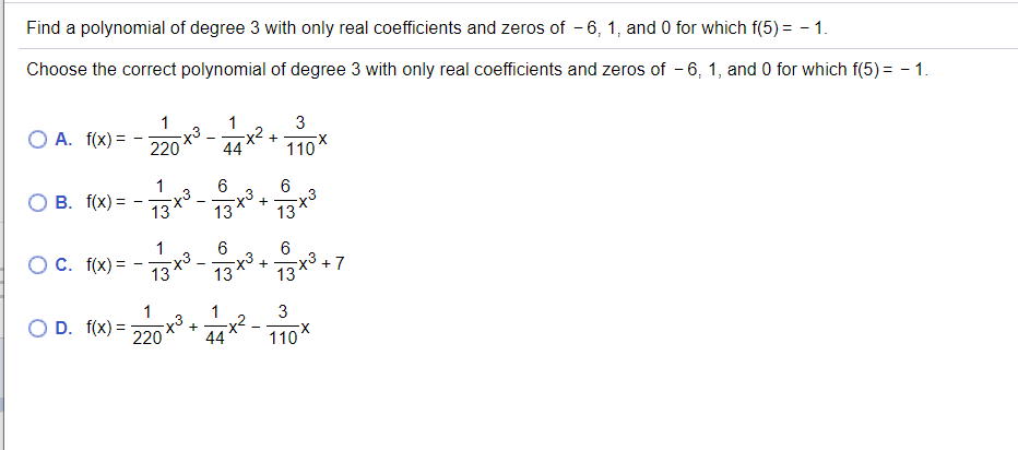 Solved Find a polynomial of degree 3 with only real | Chegg.com