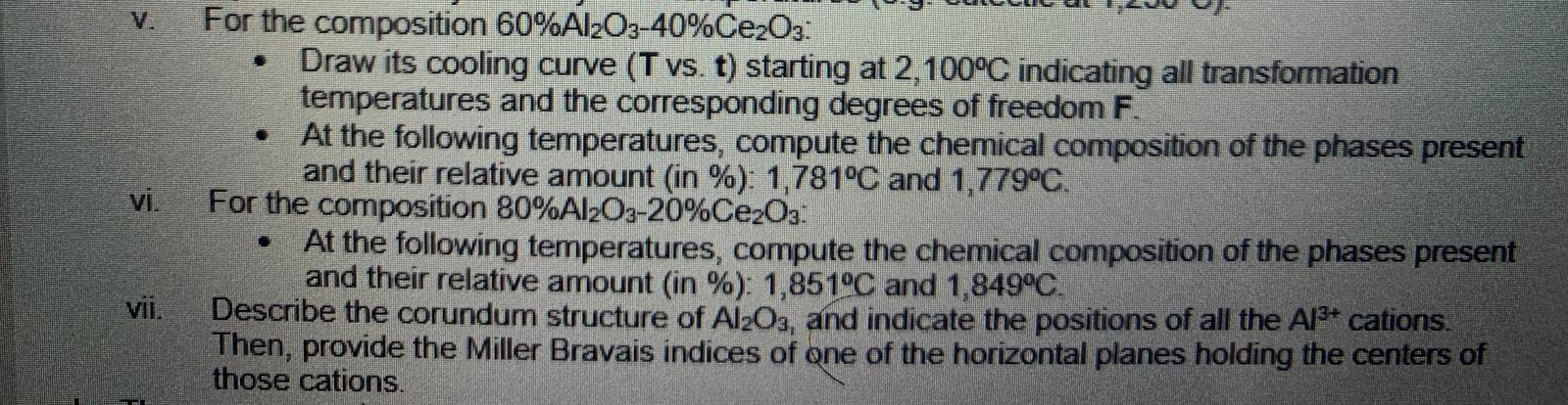 For the composition 60%Al2O3-40%Ce2O3: Draw its | Chegg.com