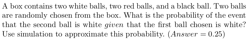 Solved A box contains two white balls, two red balls, and a | Chegg.com