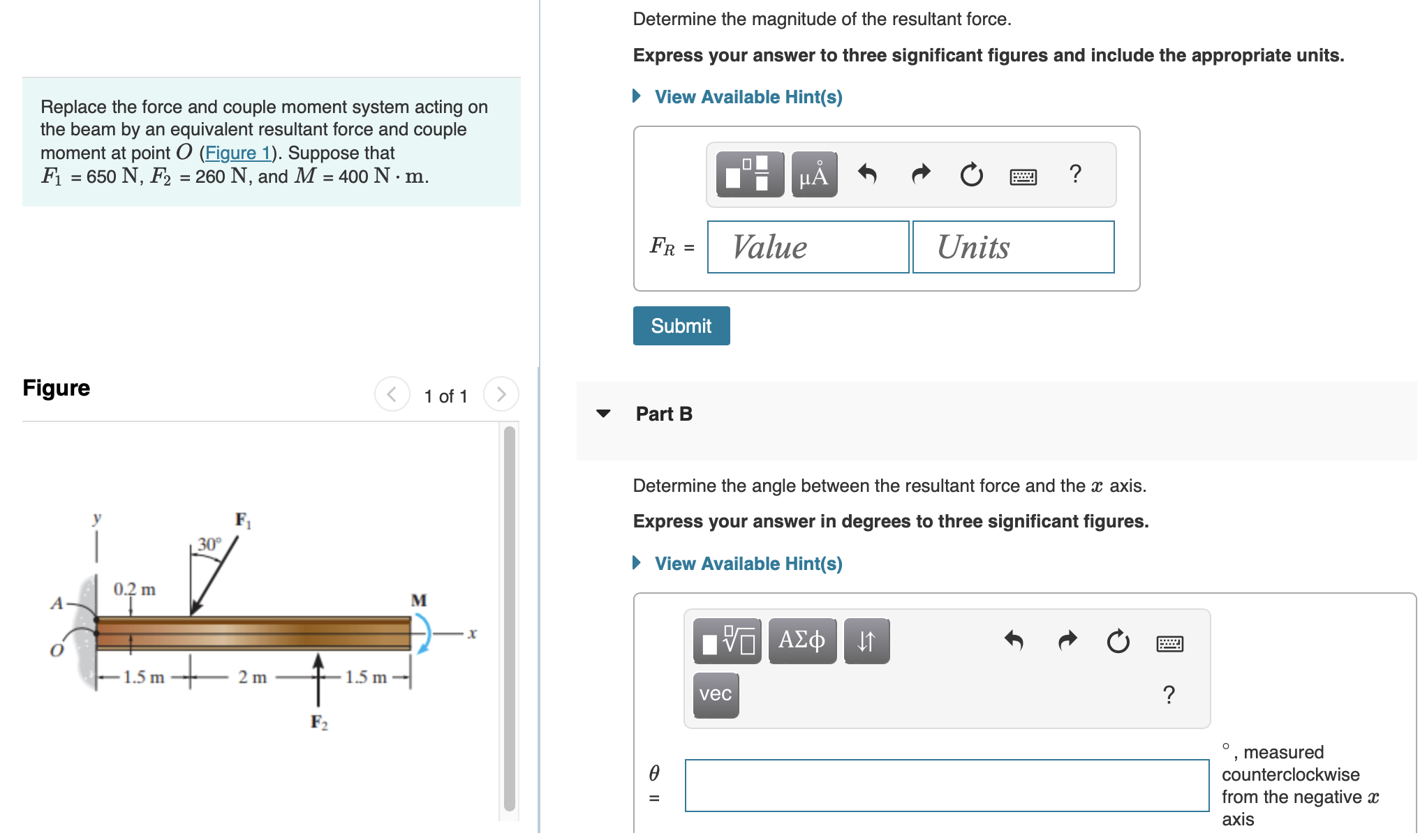 Solved Determine the magnitude of the resultant force. | Chegg.com