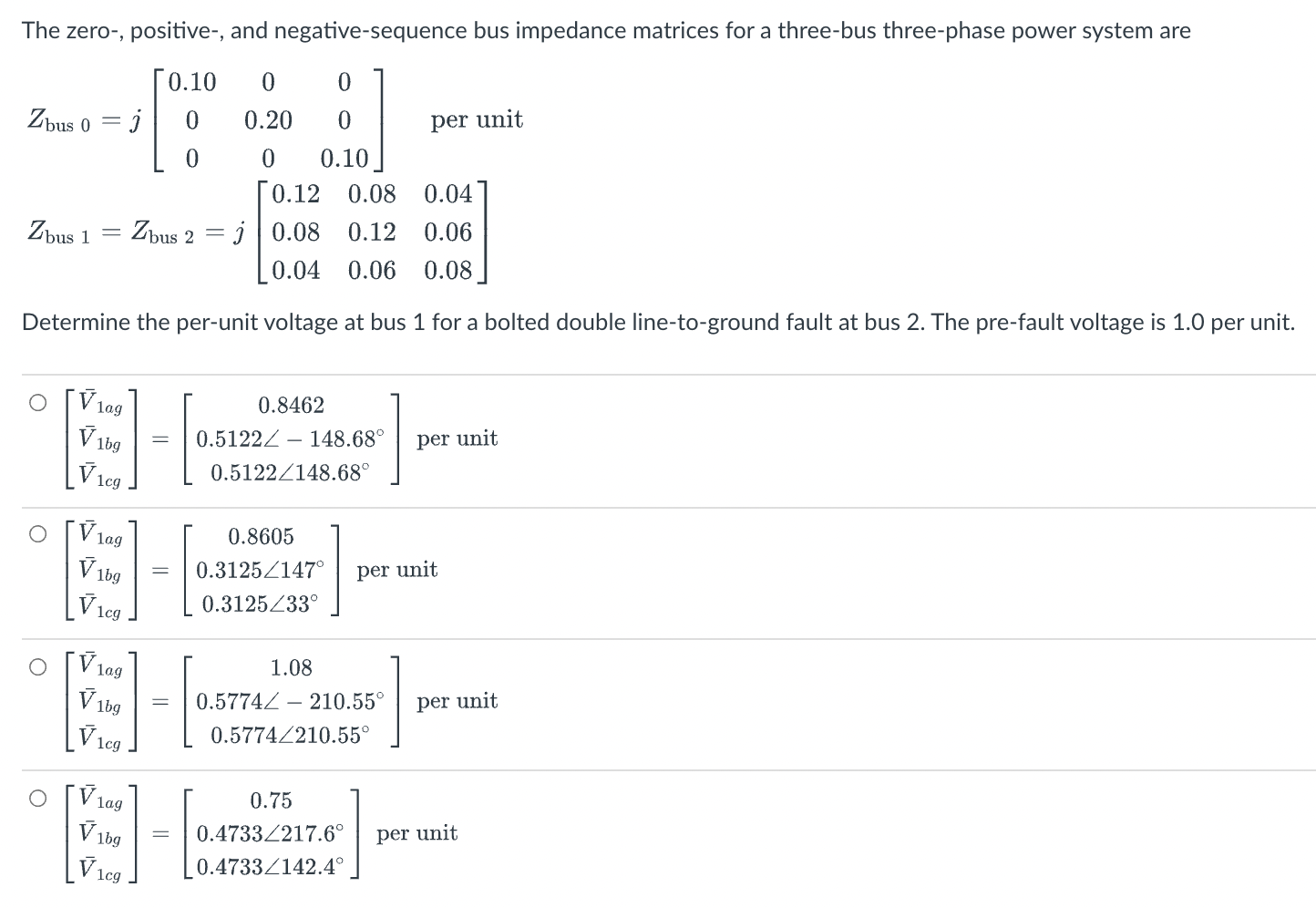 Solved The zero-, positive-, and negative-sequence bus | Chegg.com