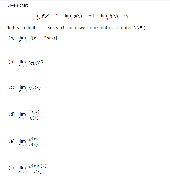Solved Given that limx→1f(x)=1limx→1g(x)=−4limx→1h(x)=0, | Chegg.com
