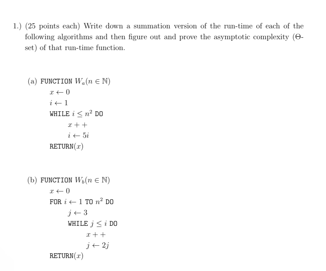 Solved 1.) (25 points each) Write down a summation version | Chegg.com