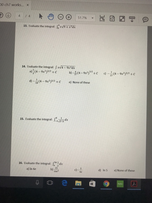 Solved Evaluate the integral: integral x Squareroot 4 - 9x^2 | Chegg.com
