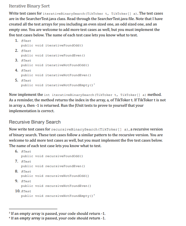 Solved JAVA STARTING CODE: Searcher: package tiktoks; public | Chegg.com
