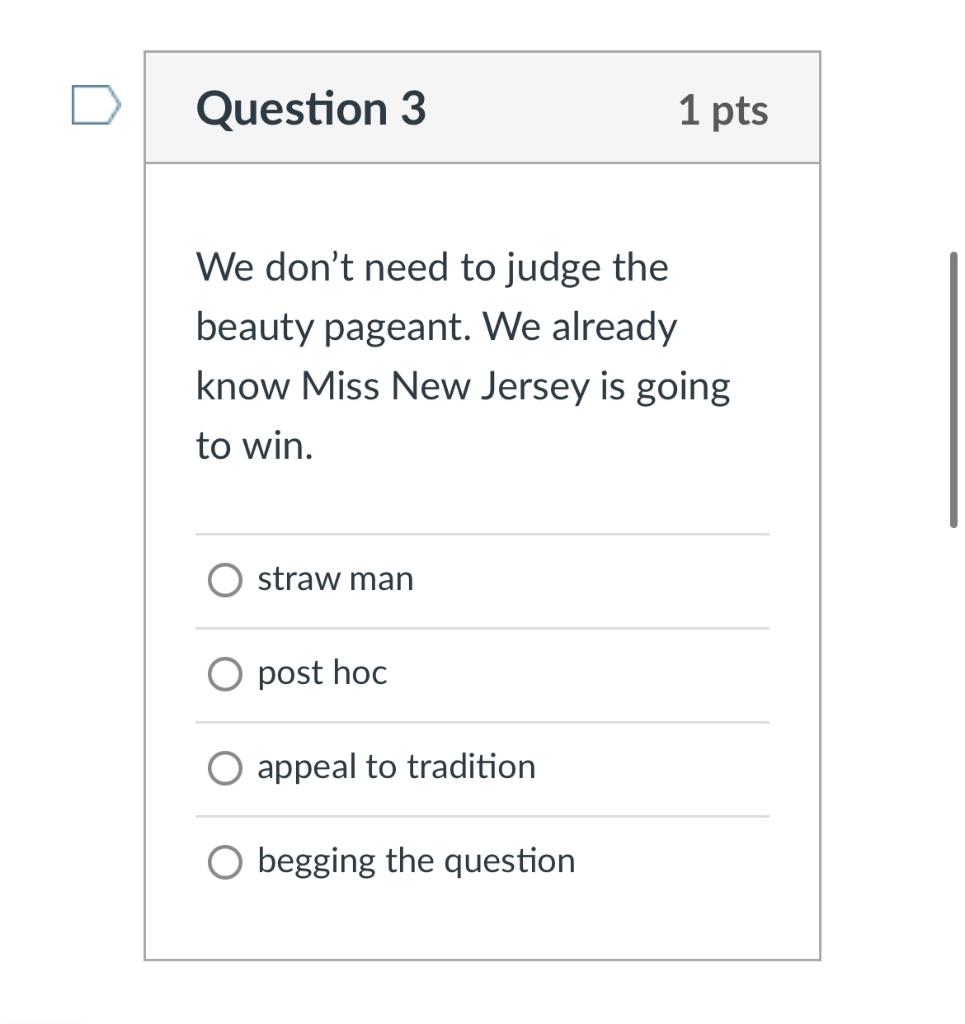 Solved What type of logical fallacy is each of the following | Chegg.com