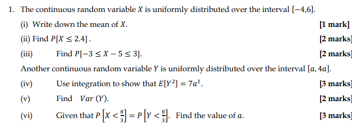 Solved (iii) 1. The continuous random variable X is | Chegg.com