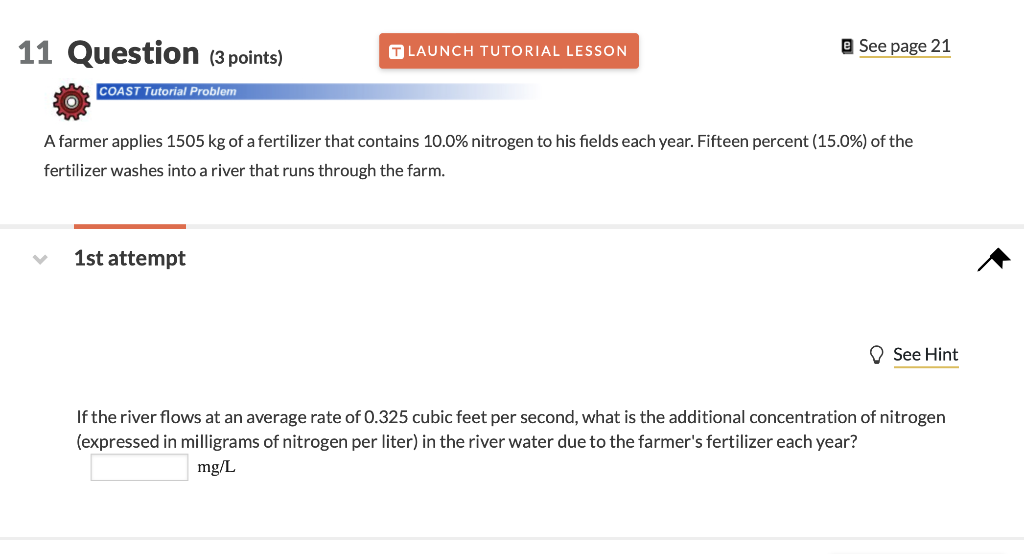 Solved 11 Question (3 points) T LAUNCH TUTORIAL LESSON @ See | Chegg.com