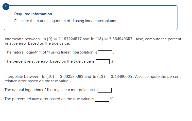 Solved Required Information Estimate The Natural Logarithm