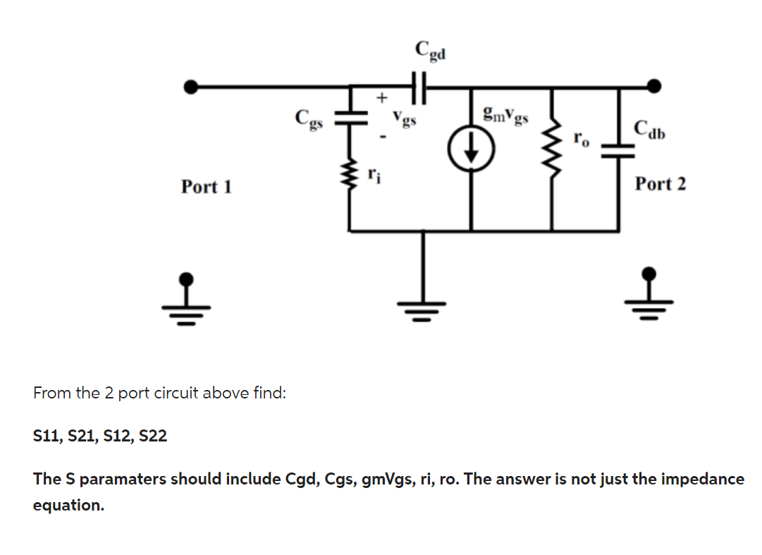 Solved From the 2 port circuit above find: S11, S21, S12, | Chegg.com
