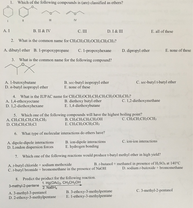 Solved 1. Which of the following compounds is (are) | Chegg.com