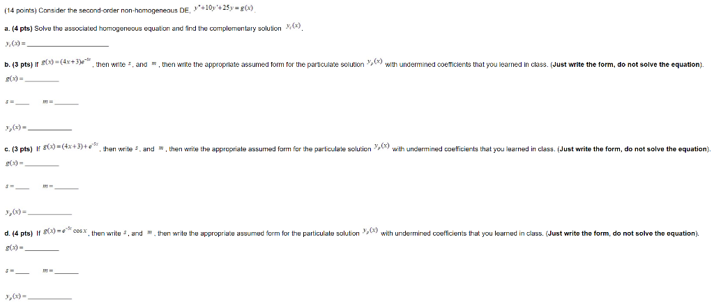 Solved Consider nth Order nonhomogeneous linear equation | Chegg.com