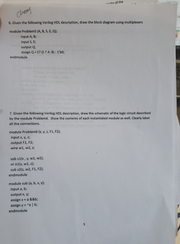 Solved -larity of the 6. Given the following Verilog HDL | Chegg.com