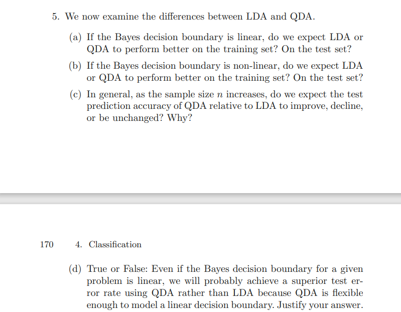 Solved 5. We now examine the differences between LDA and | Chegg.com