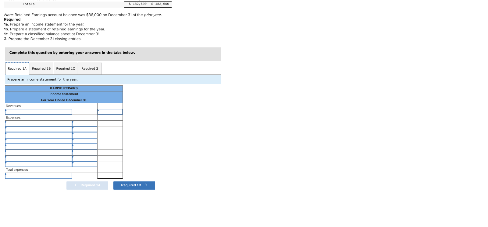 Solved Required: 1a. Prepare an income statement for the | Chegg.com