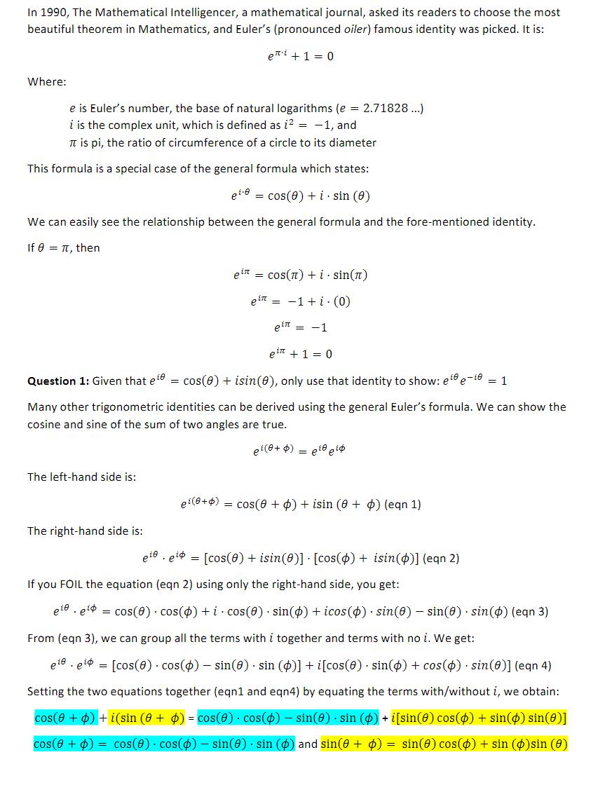 Solved In 1990, The Mathematical Intelligencer, a | Chegg.com