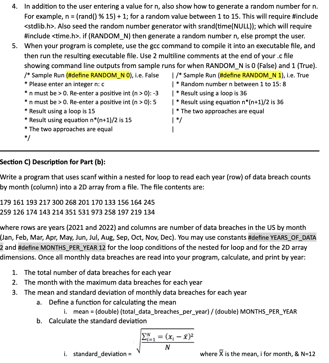 Solved Section D) Requirements for Part (b): 1. Create and | Chegg.com