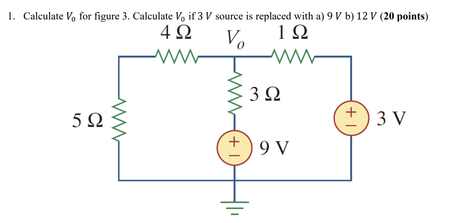 Solved 1. Calculate V0 for figure 3 . Calculate V0 if 3V | Chegg.com