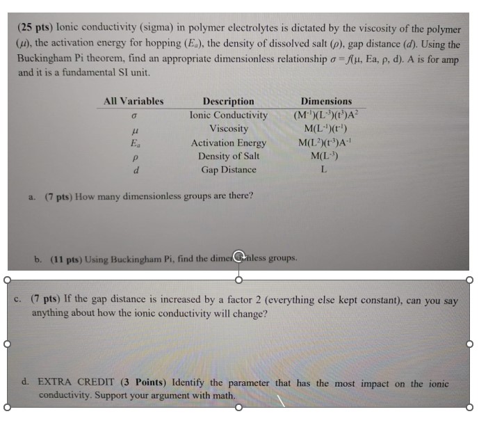 Solved ( 25 ﻿pts ) ﻿Ionic conductivity (sigma) ﻿in polymer | Chegg.com