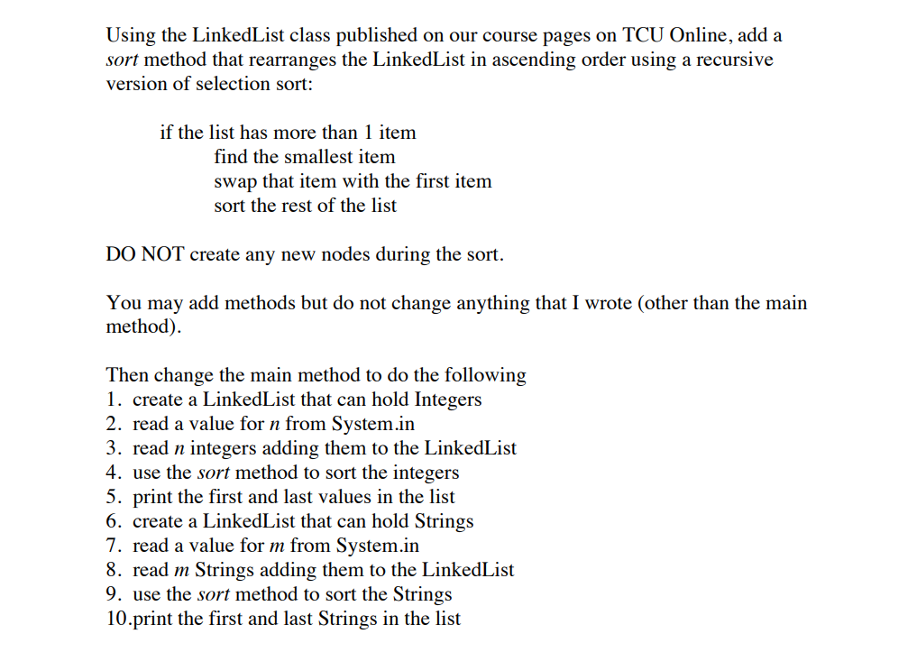 Solved Here is the LinkedList class:import | Chegg.com Solved Here is the LinkedList class:import | Chegg.com