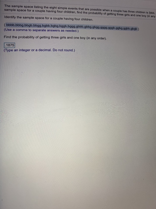 Solved The sample space listing the eight simple events that | Chegg.com