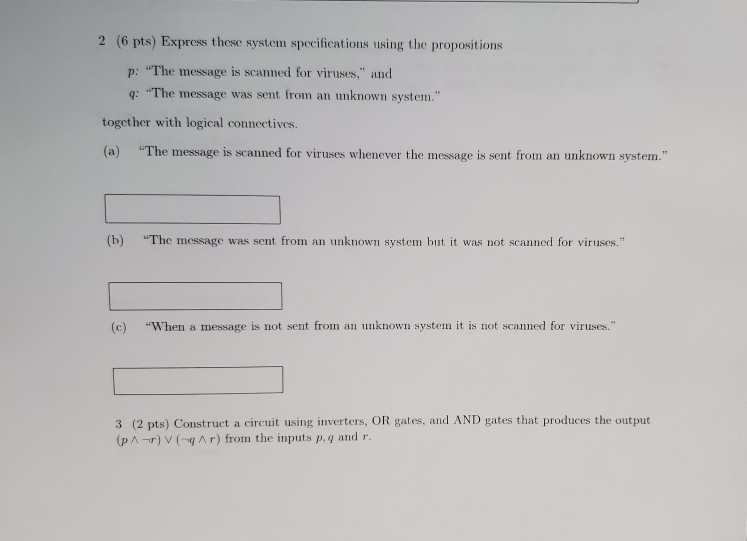 Solved 2 6 Pts Express These System Specifications Using