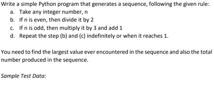 Solved Write a simple Python program that generates a | Chegg.com