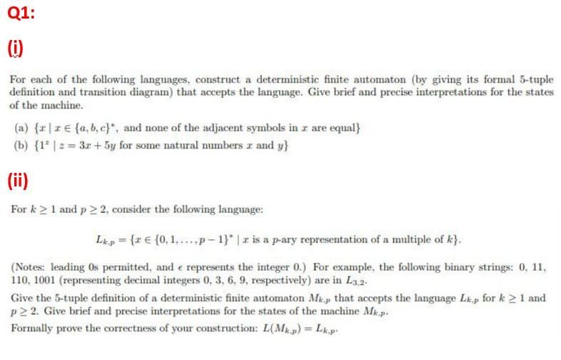 Solved For each of the following languages, construct a | Chegg.com