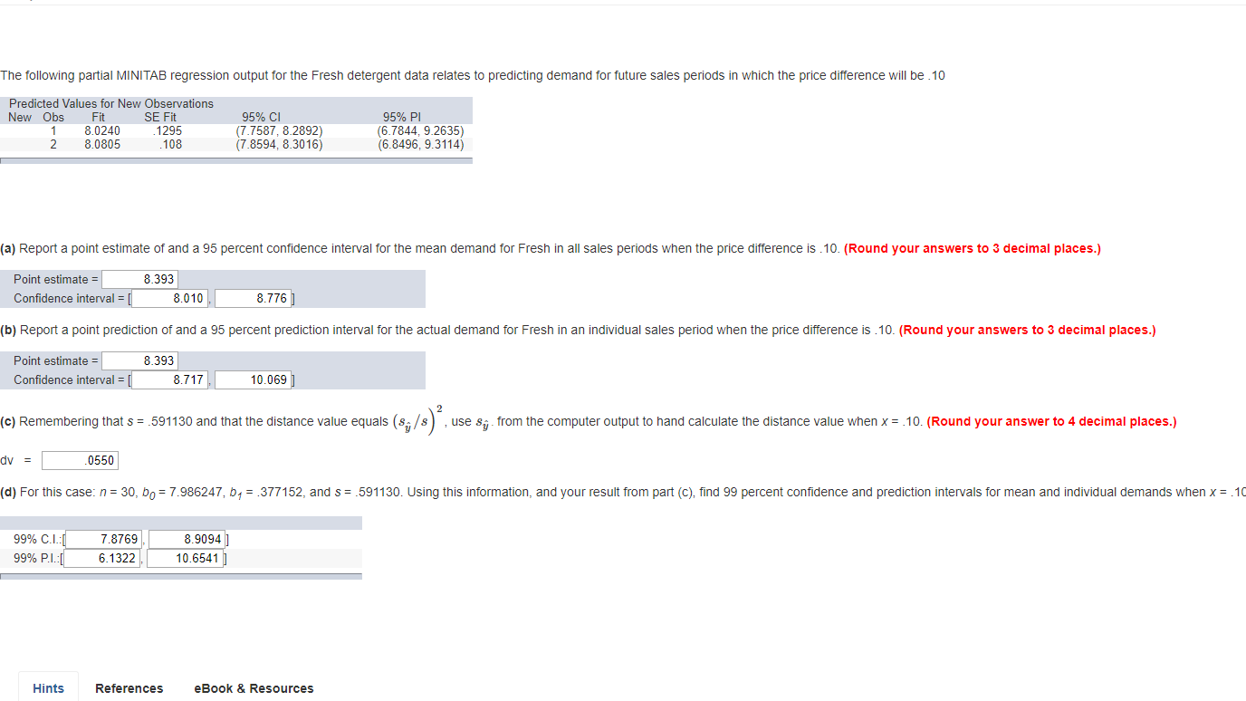 The following partial MINITAB regression output for | Chegg.com