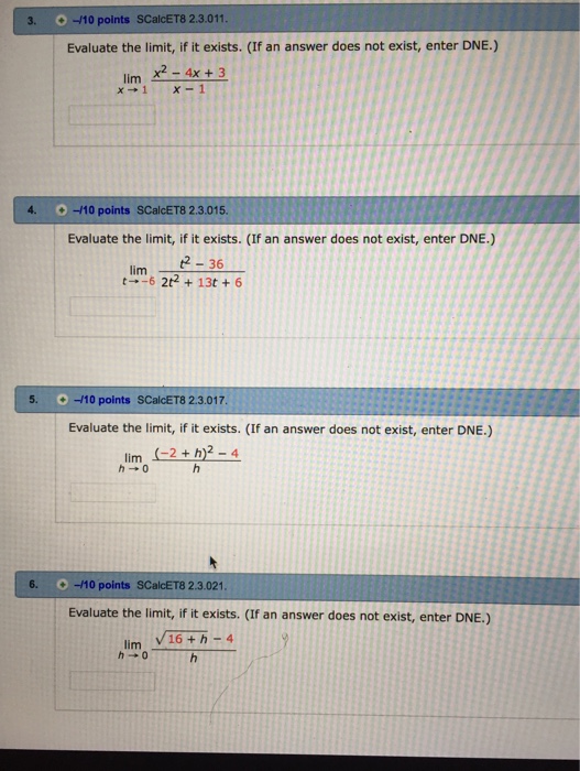 Solved 1. -,10 points scalcET8 2.3.001 + Given that xim1 | Chegg.com