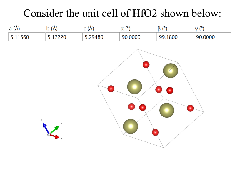 Solved Considering the unit cell of HfO2 given, answer the | Chegg.com