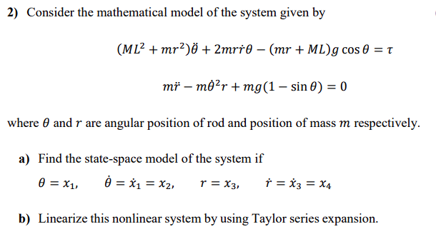 Consider the mathematical model of the system given | Chegg.com