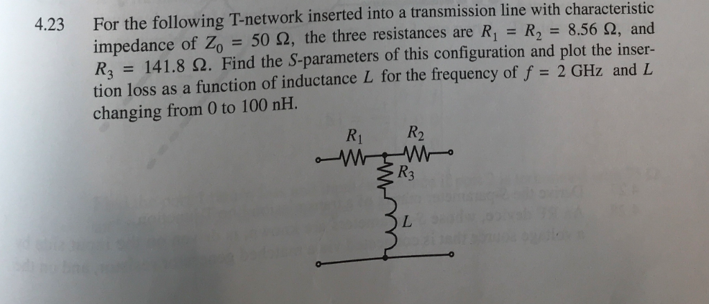 Solved For the following T-network inserted into a | Chegg.com