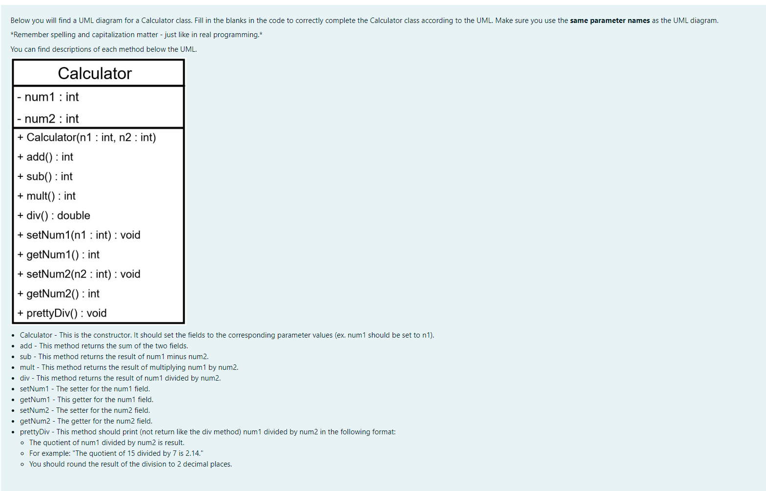 Solved Below you will find a UML diagram for a Calculator | Chegg.com