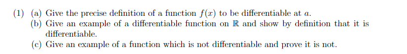 (1) (a) Give the precise definition of a function | Chegg.com