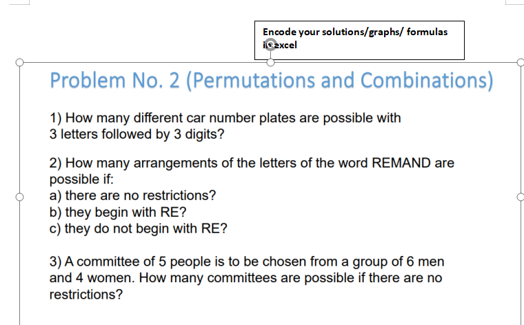 Solved Encode your solutions/graphs/ formulas i axcel | Chegg.com