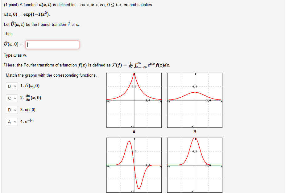 Solved (1 point) A function u(x,t) is defined for −∞ | Chegg.com