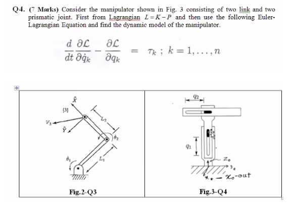 Q4. (7 Marks) Consider the manipulator shown in Fig. | Chegg.com