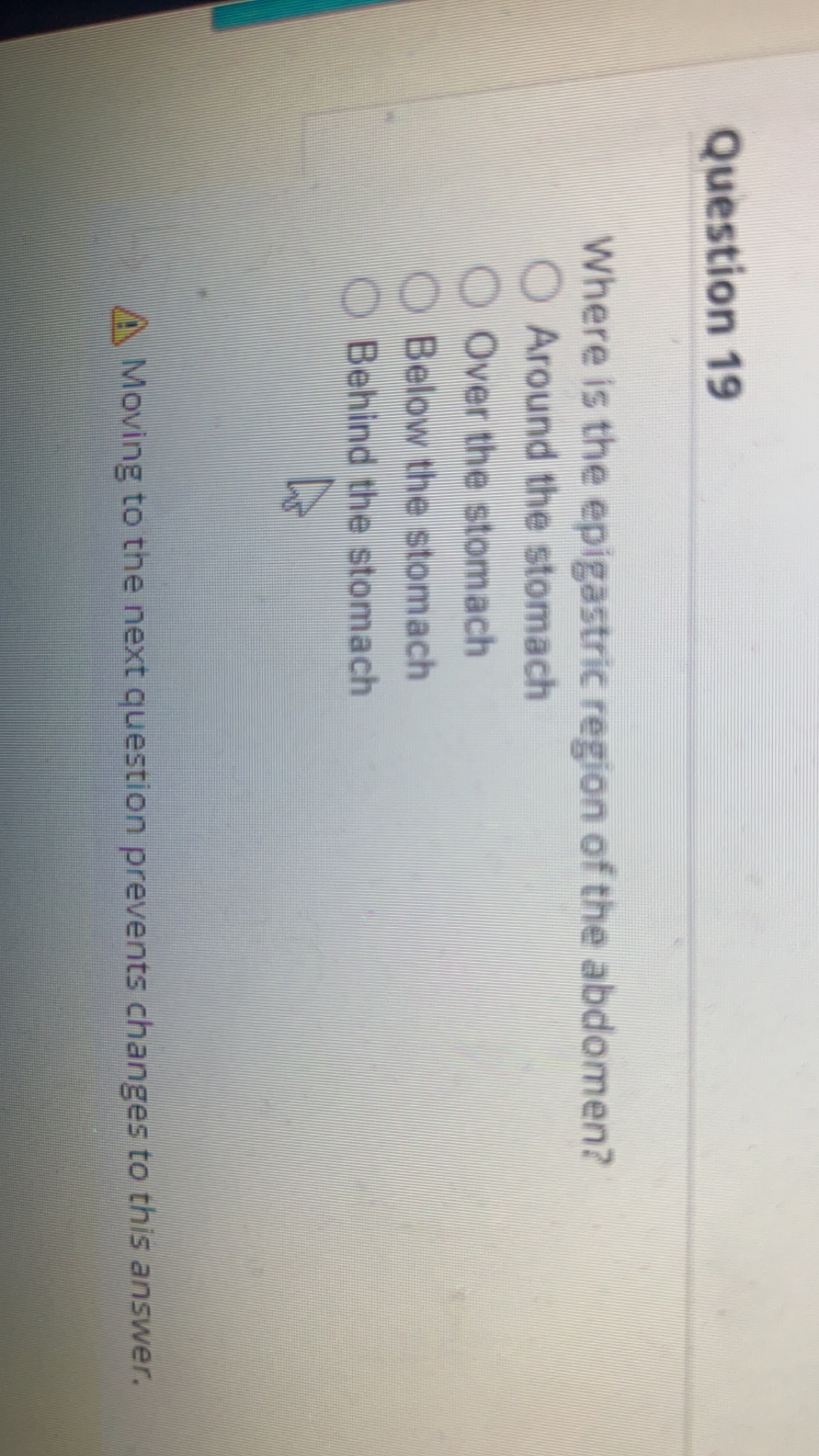 Solved Question 19Where is the epigastric region of the | Chegg.com