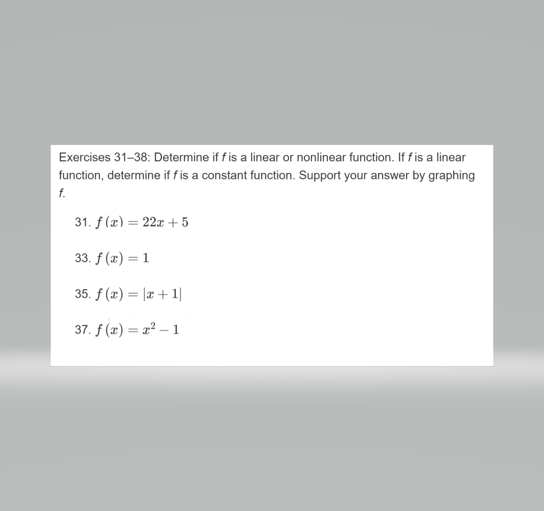 Solved Exercises 31-38: Determine if f is a linear or | Chegg.com