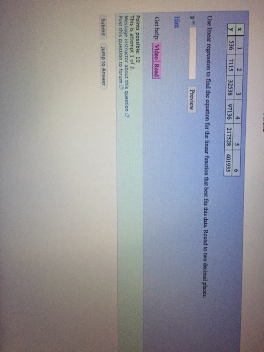 Solved Use linear regression to find the equation for the | Chegg.com