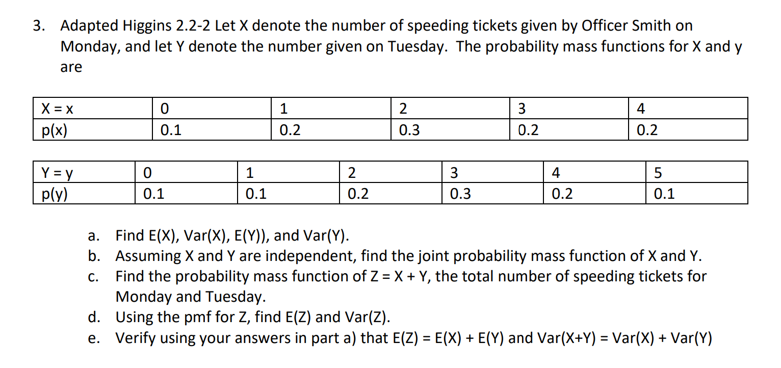 Solved 3. Adapted Higgins 2.2-2 Let X denote the number of | Chegg.com
