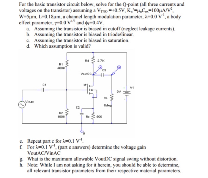 Solved For the basic transistor circuit below, solve for the | Chegg.com