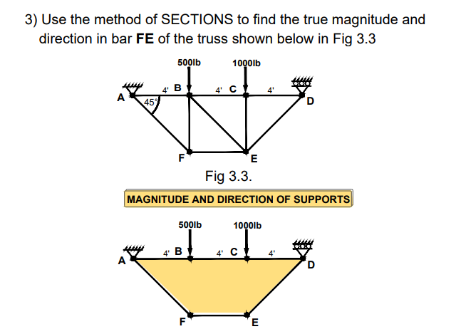 Solved 3) Use the method of SECTIONS to find the true | Chegg.com