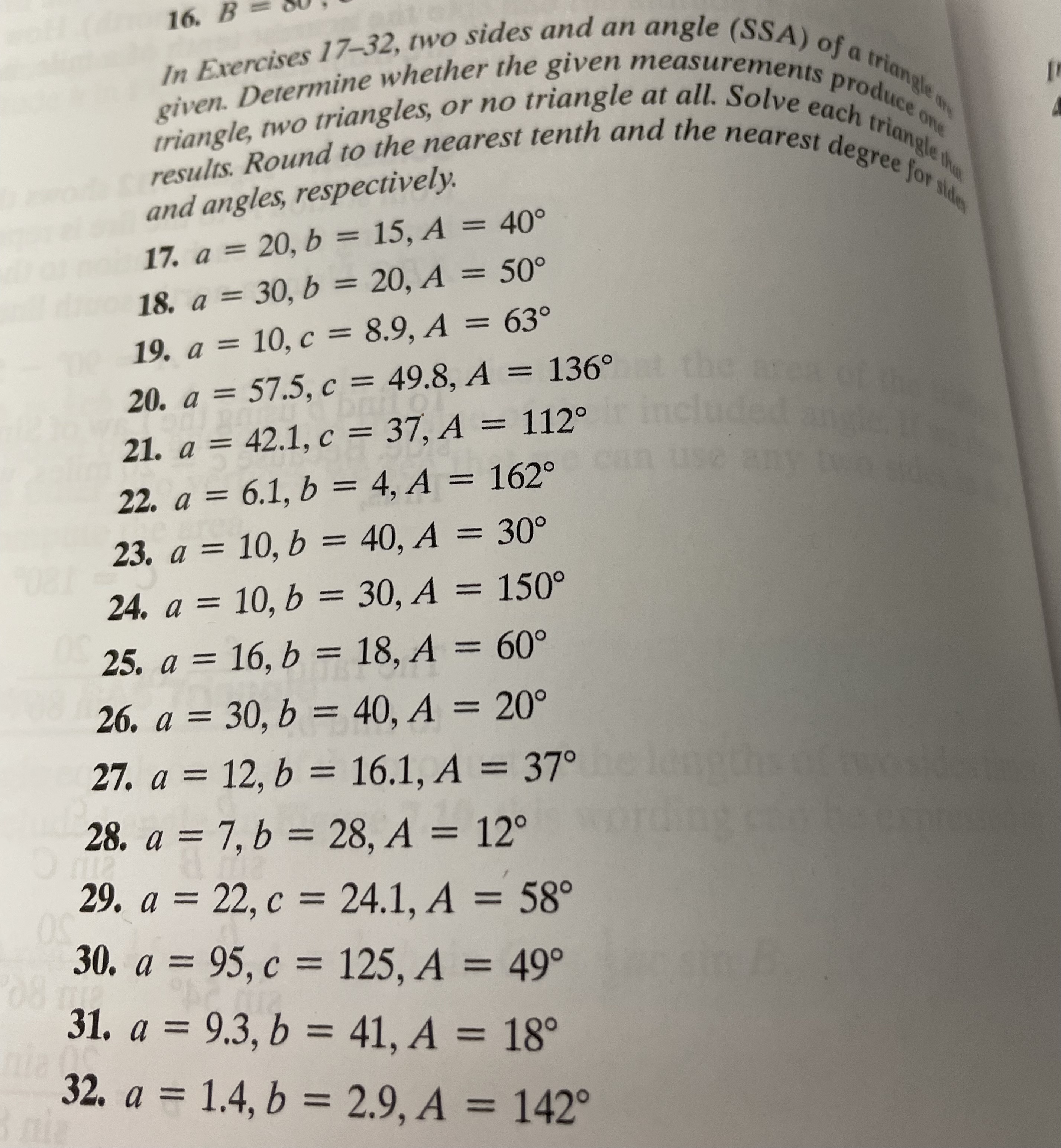 Solved In Exercises 17-32, two sides and a given. Determine | Chegg.com