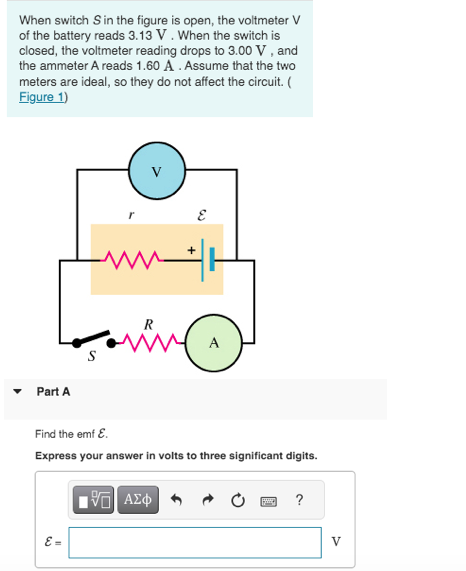 Solved When switch S ﻿in the figure is open, the voltmeter | Chegg.com