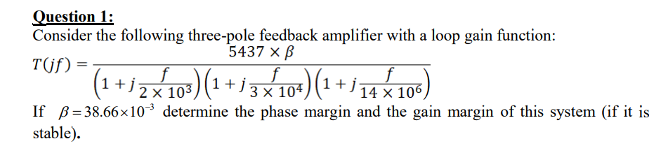 Solved Question 1: Consider the following three-pole | Chegg.com