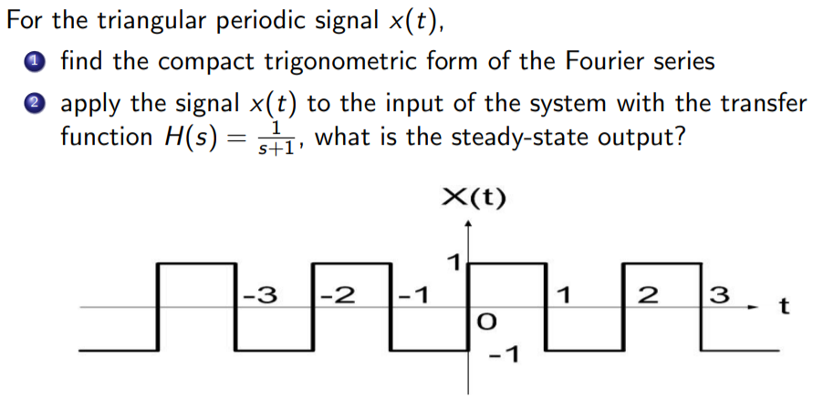 Solved For the triangular periodic signal x(t), O find the | Chegg.com