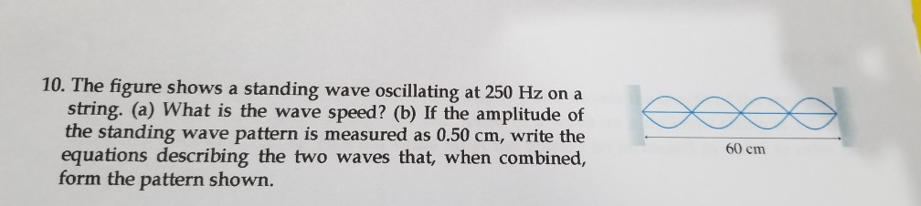 Solved 10. The figure shows a standing wave oscillating at | Chegg.com