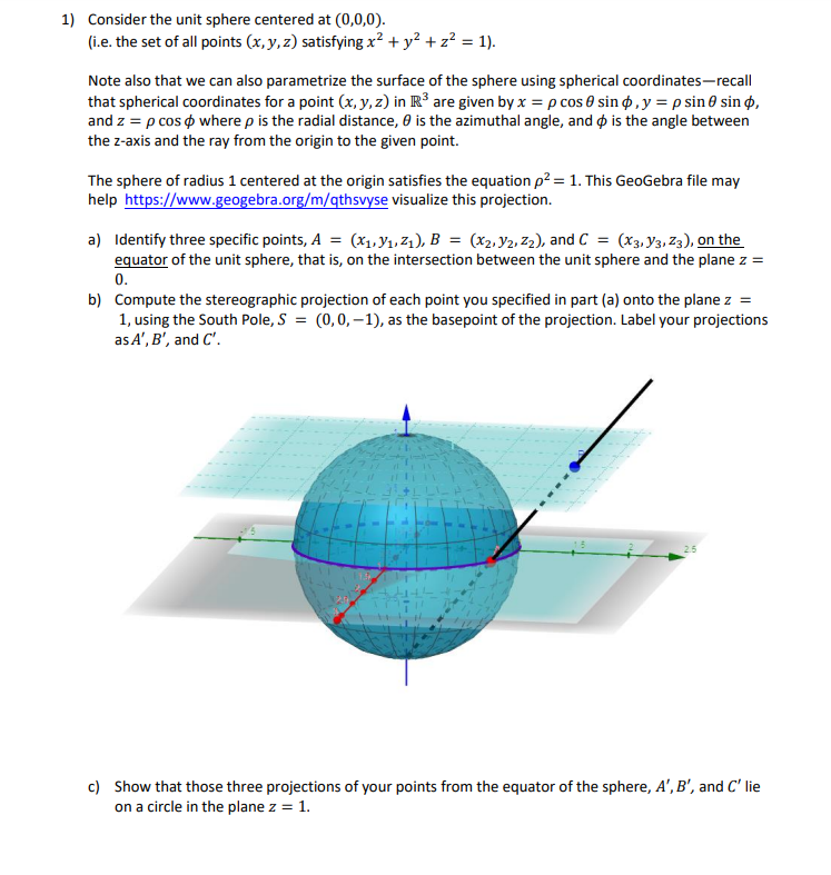 Solved For part a, I have found 3 points A(1,0,0) B(0,1,0) | Chegg.com